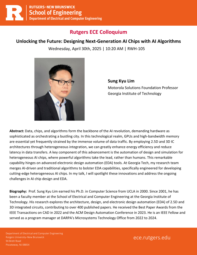 ECE Colloquium - Dr. Sung-Kyu Lim, Georgia Institute of Technology